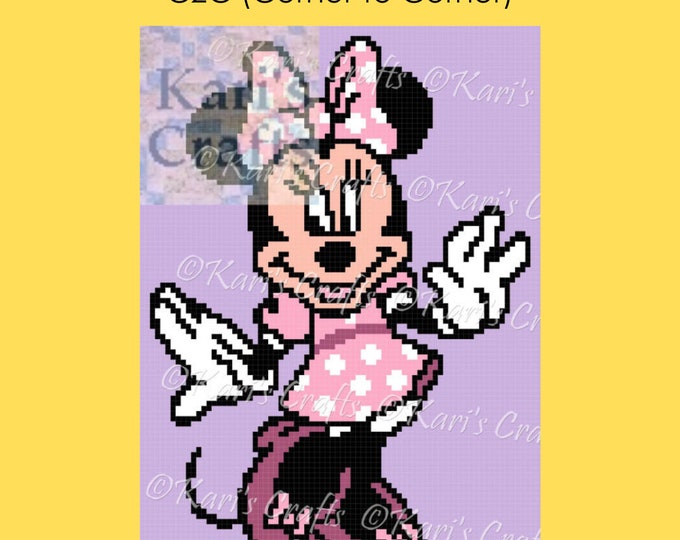 Minnie Mouse C2C Corner to Corner Afghan Blanket or Pillow PDF Pattern ...