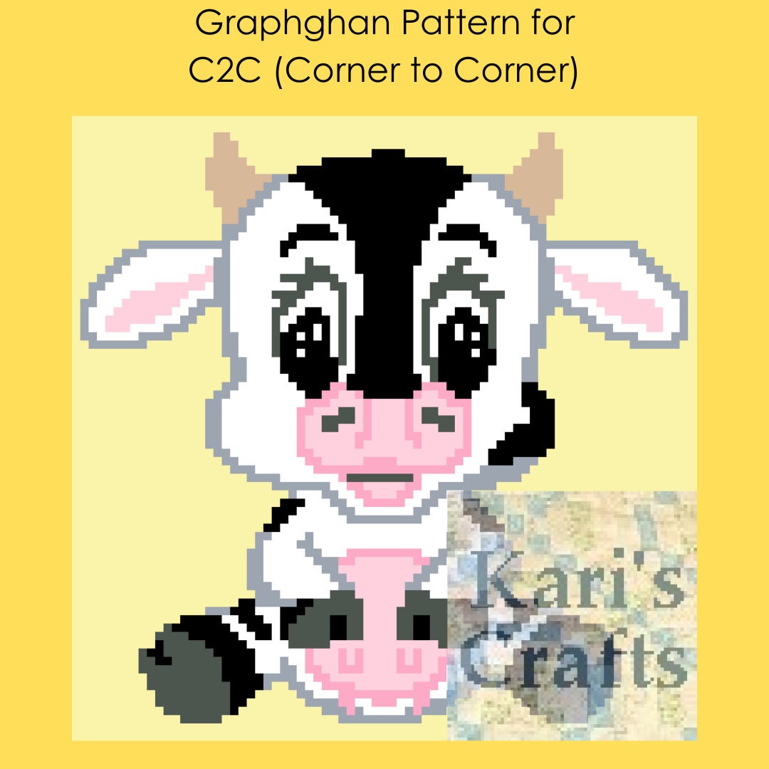 Baby Cow C2C Crochet Baby Blanket/lap Afghan Pattern: Graph & Written ...
