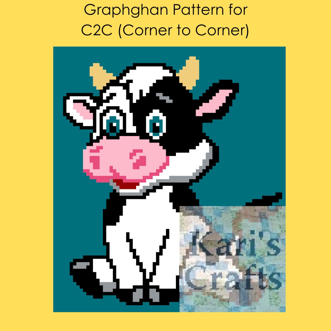 Sitting Baby Cow C2C Crochet Baby Blanket/lap Afghan Pattern: Graph ...