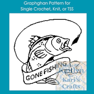 Gone Fishing Afghan Throw Blanket PDF Pattern for Single Crochet Knit ...