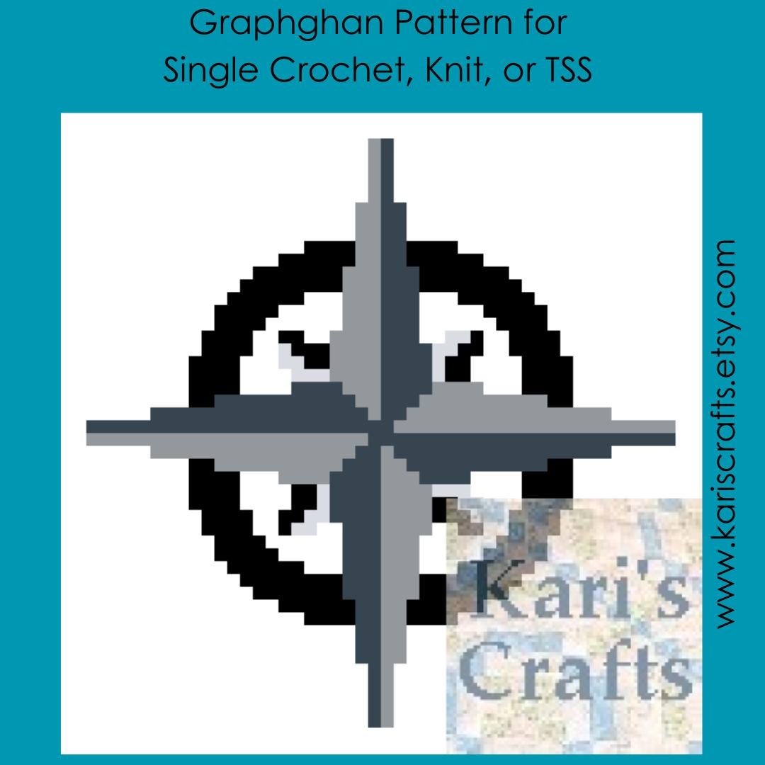 Compass Rose Pillow PDF Pattern for Single Crochet Knit or Tss - Graph ...