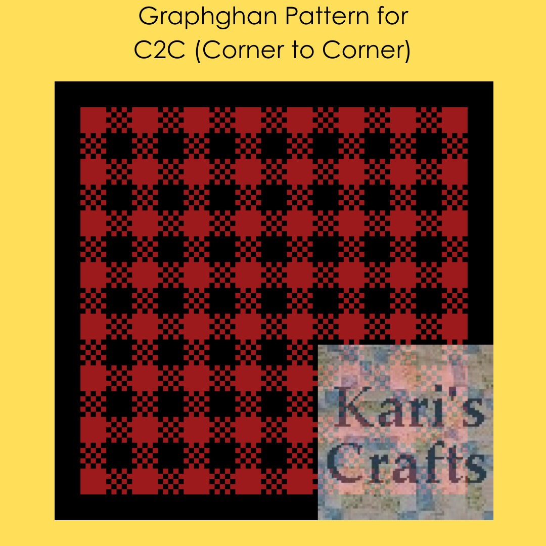 Red Plaid 5 C2C Crochet Afghan Pattern: Graph & Written Instructions ...