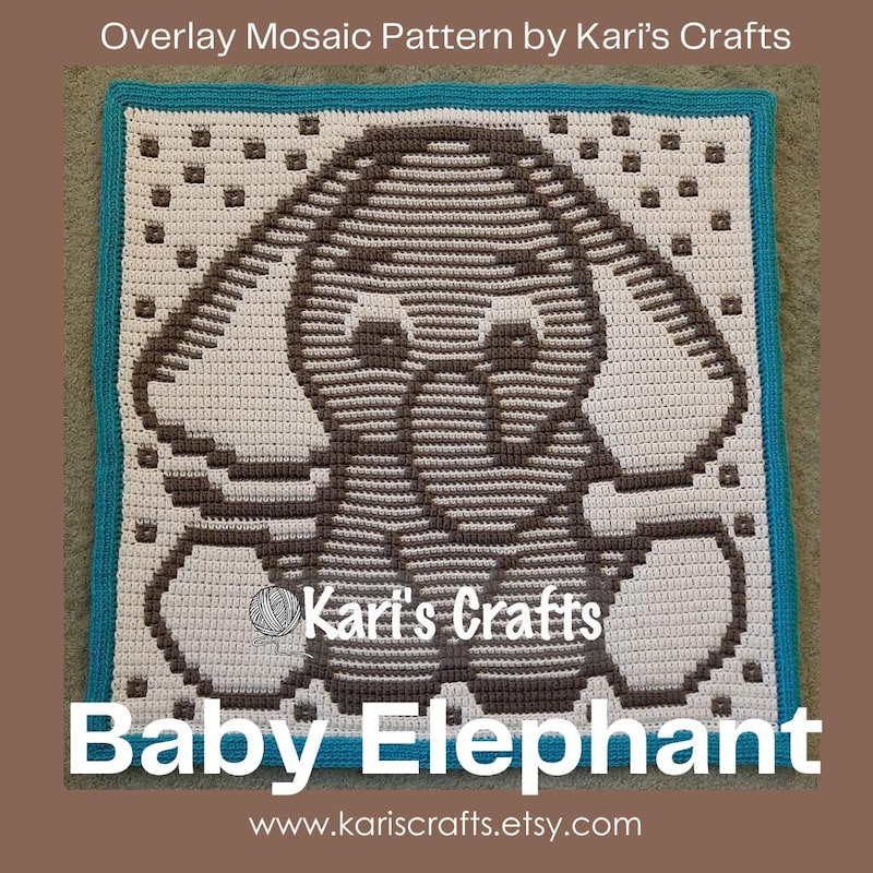 Baby Elephant Mosaic Crochet - Etsy UK