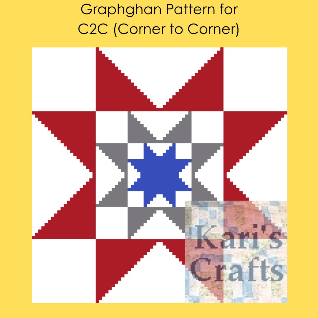 Star Within A Star Croquilt C2C Crochet Afghan Pattern: Graph & Written ...