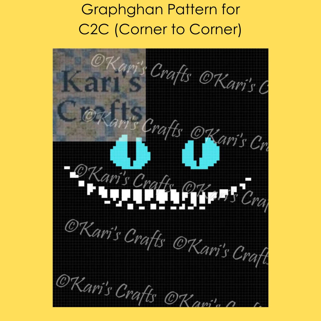 Cheshire Cat Twin Size C2C Corner to Corner Afghan PDF Pattern Graph ...