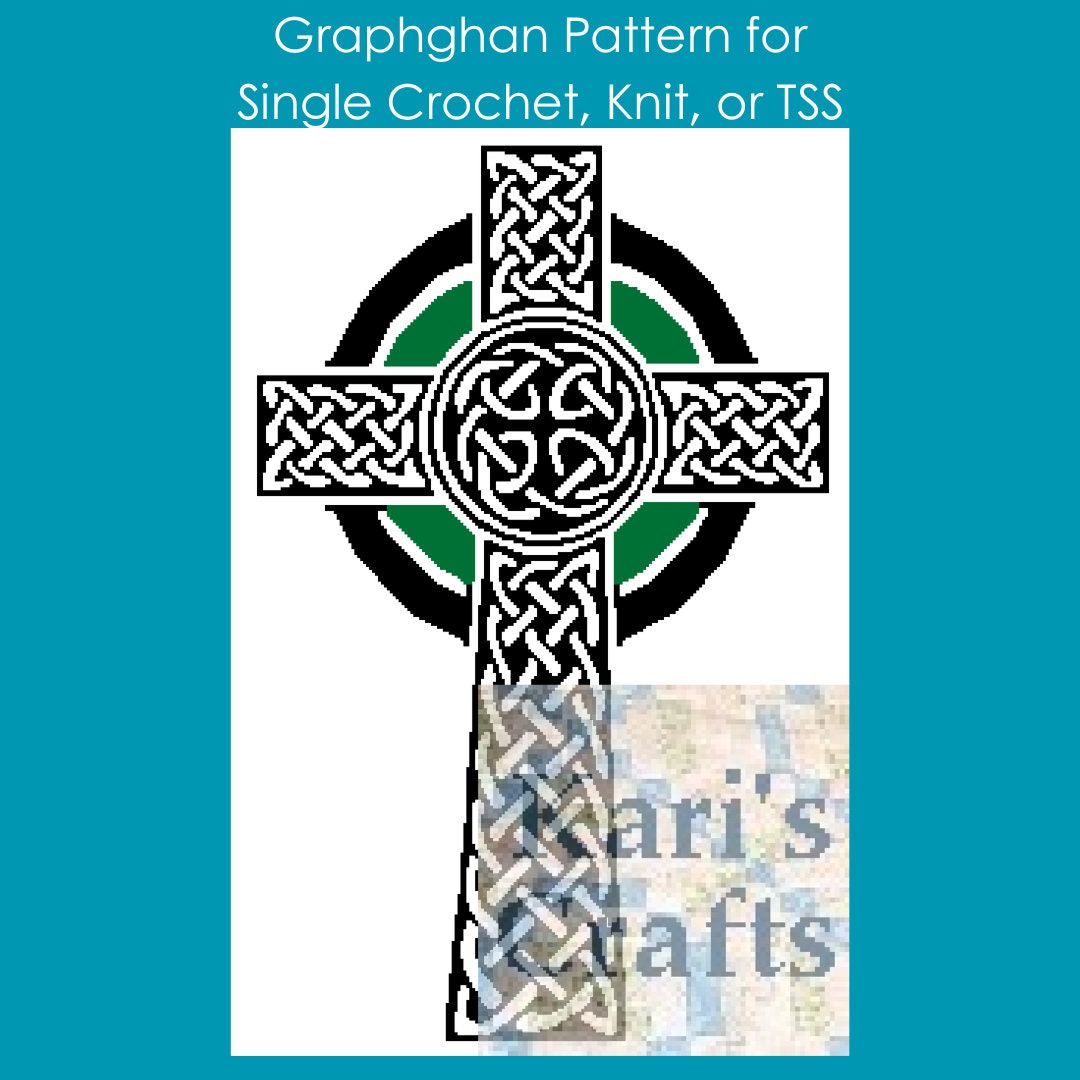 Celtic Cross Afghan Throw Blanket PDF Pattern for Single Crochet Knit ...