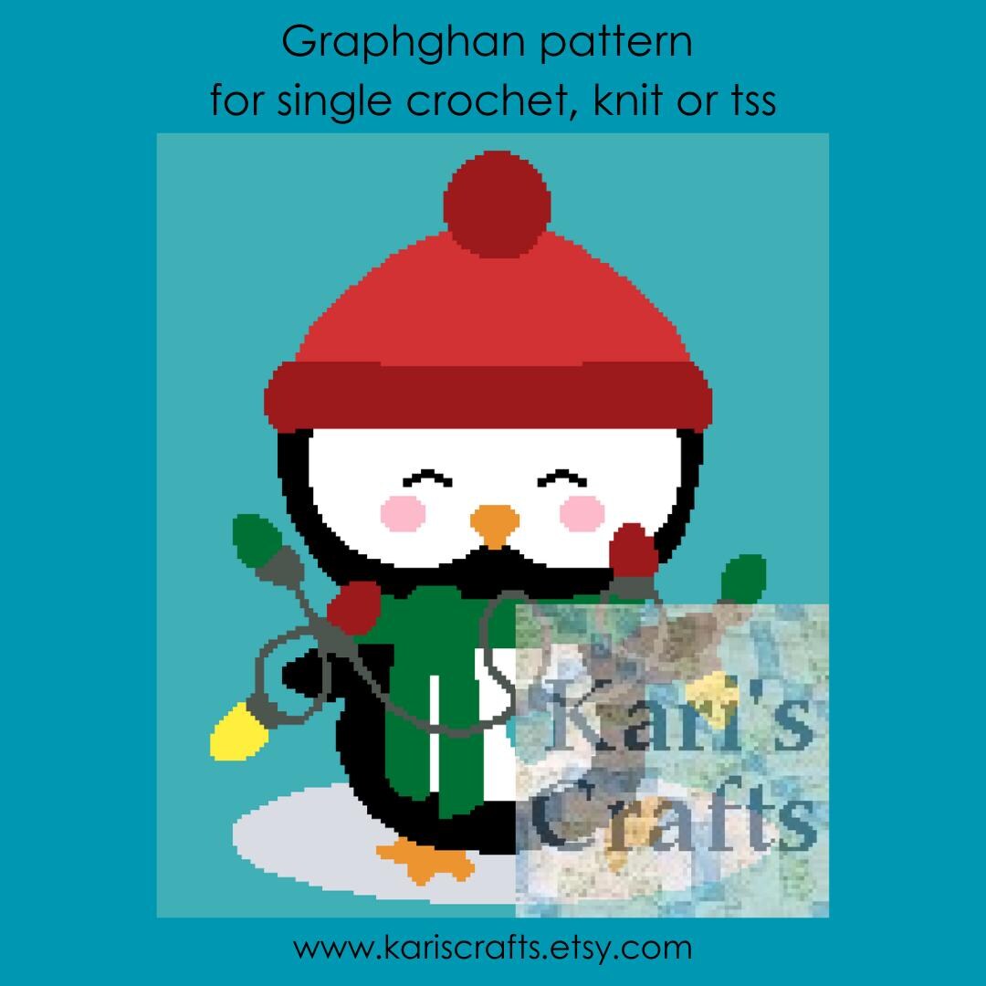 Penguin With Lights Afghan Pattern: Single Crochet, Knit or TSS ...
