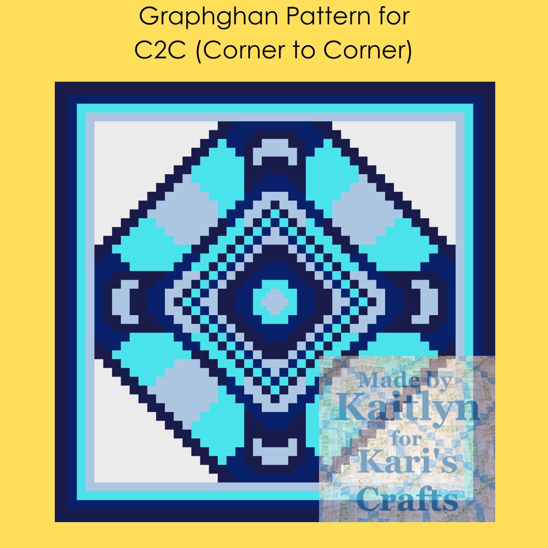 Blue Mosaic Croquilt C2C Crochet Afghan PDF Pattern: Graph & Written ...