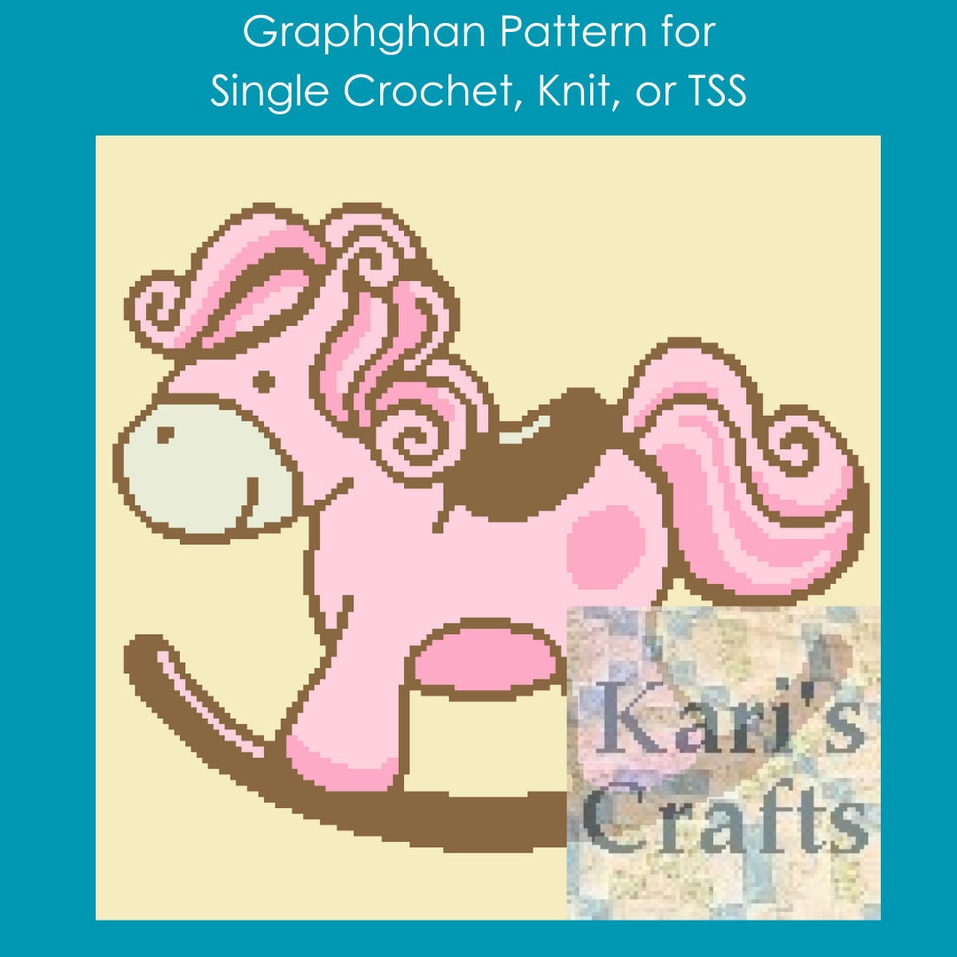 Rocking Horse 1 Baby Blanket Pattern: Single Crochet, Knit or TSS ...