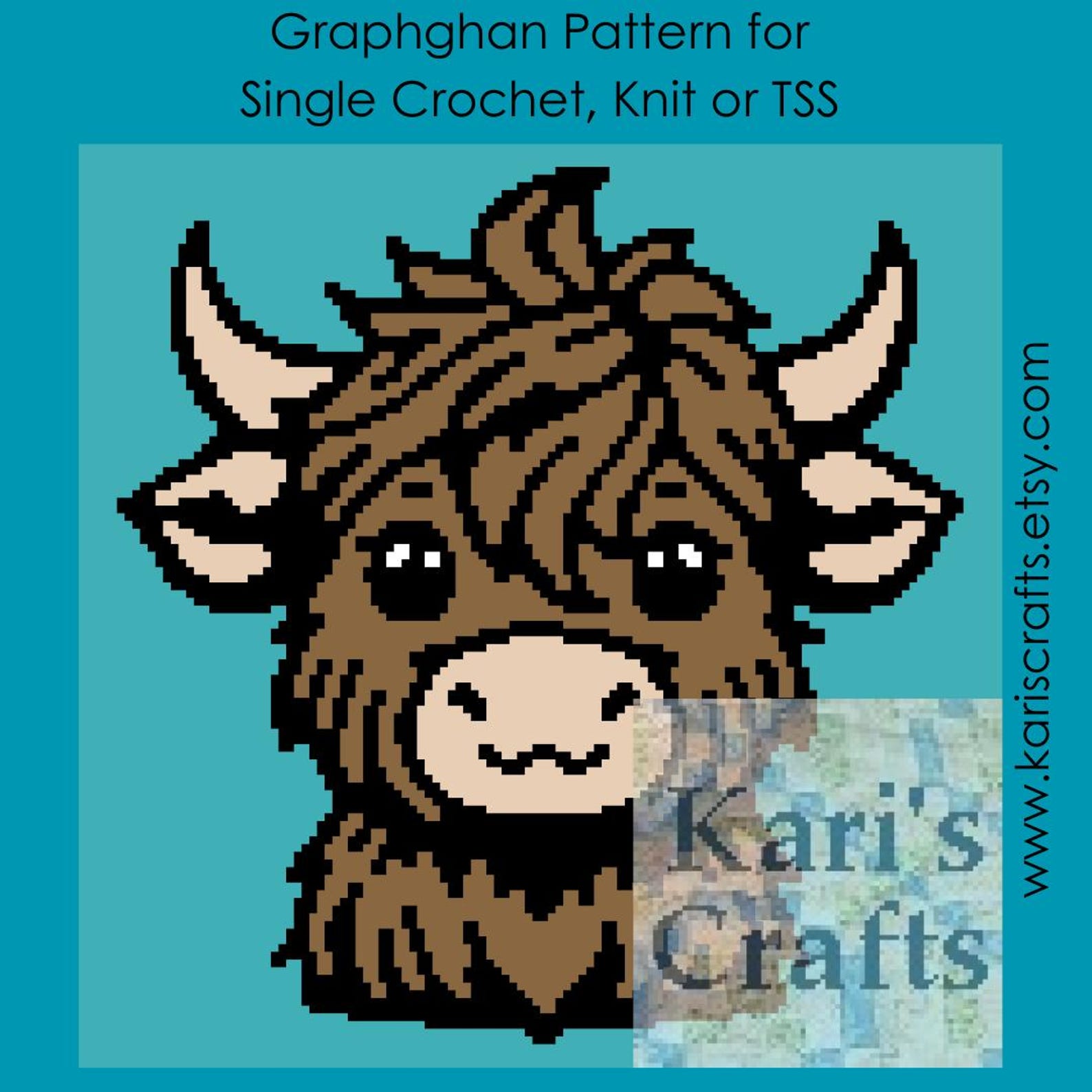 Happy Highland Cow Baby Blanket Afghan Pattern: Single Crochet, Knit or ...