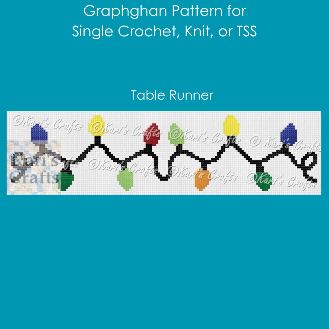 Holiday Light String Table Runner Graph PDF Pattern for Single Crochet ...