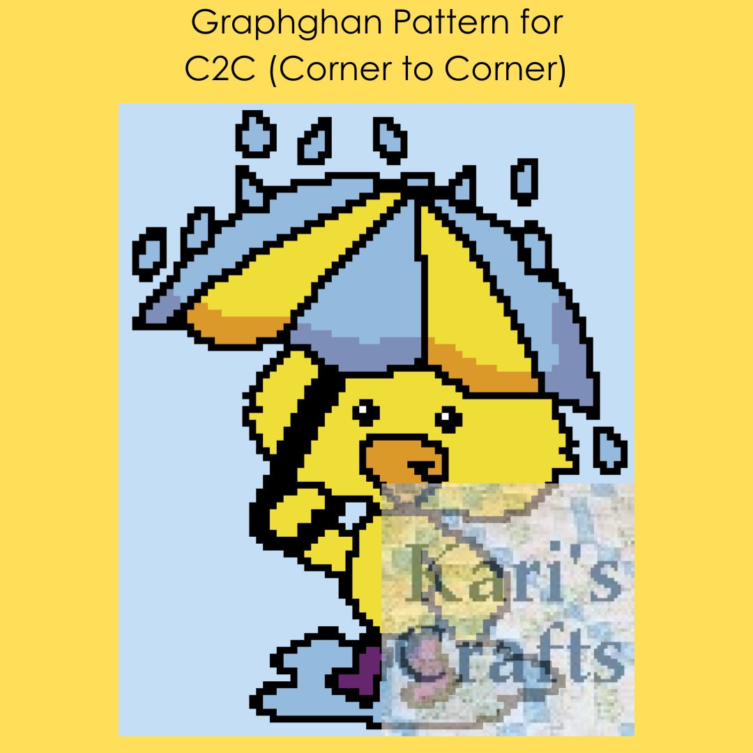 Duck With Umbrella C2C Corner to Corner Afghan Baby Blanket or Throw ...