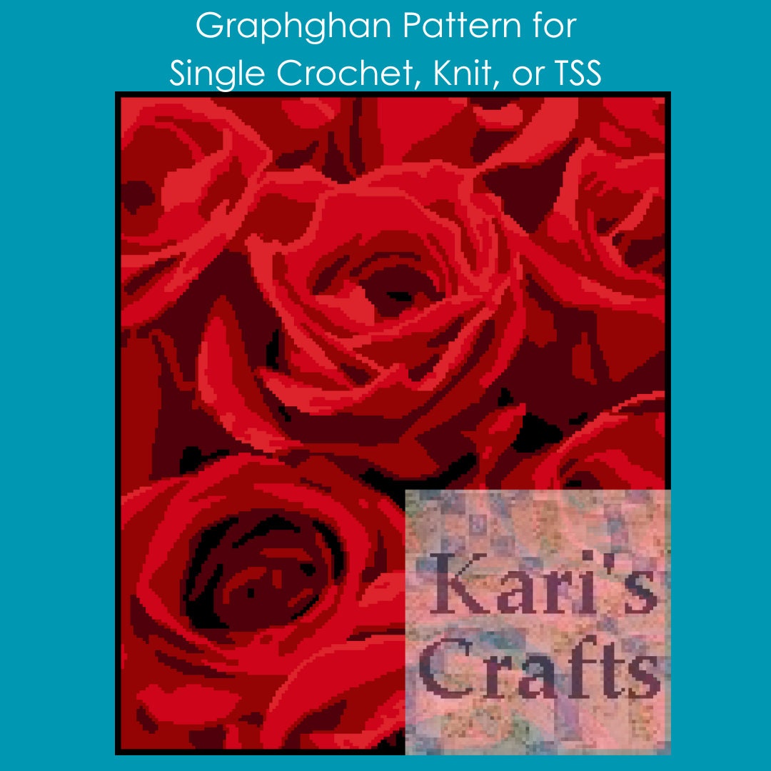 Red Roses Afghan Pattern: Single Crochet, Knit or TSS (digital Download ...