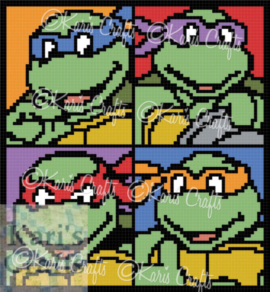 TMNT C2C Corner to Corner Afghan PDF Pattern Graph Written Instructions ...
