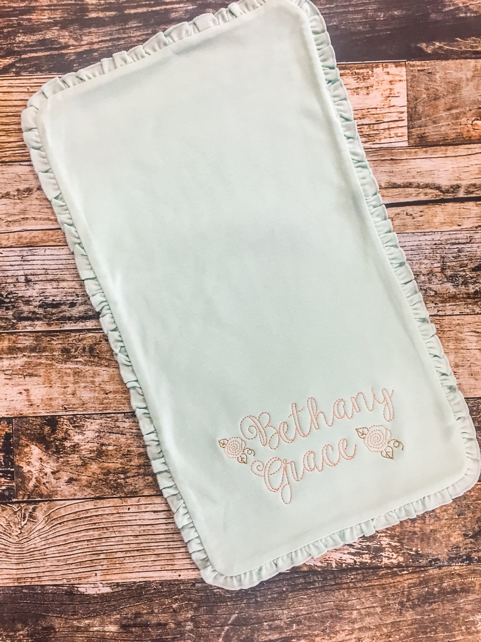 Personalized Girl's Vintage Floral Burp Cloth and Bib Gift | Etsy