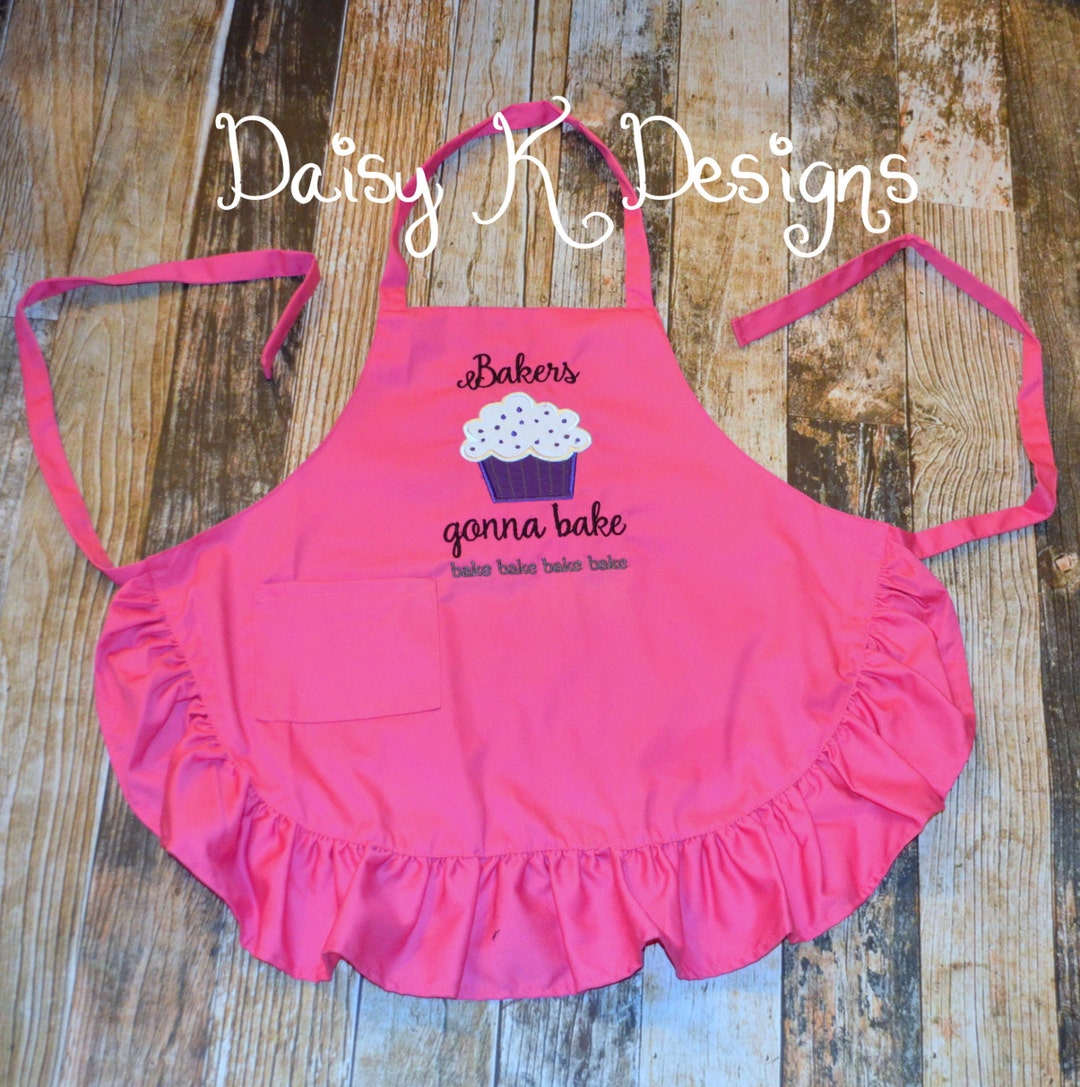 Child's Ruffle Hot Pink Apron - Bakers Gonna Bake - Available ...