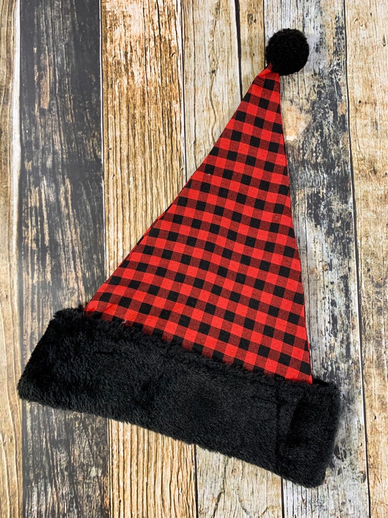 Personalized Buffalo Plaid Santa Hat OSFM Child Red and - Etsy.de