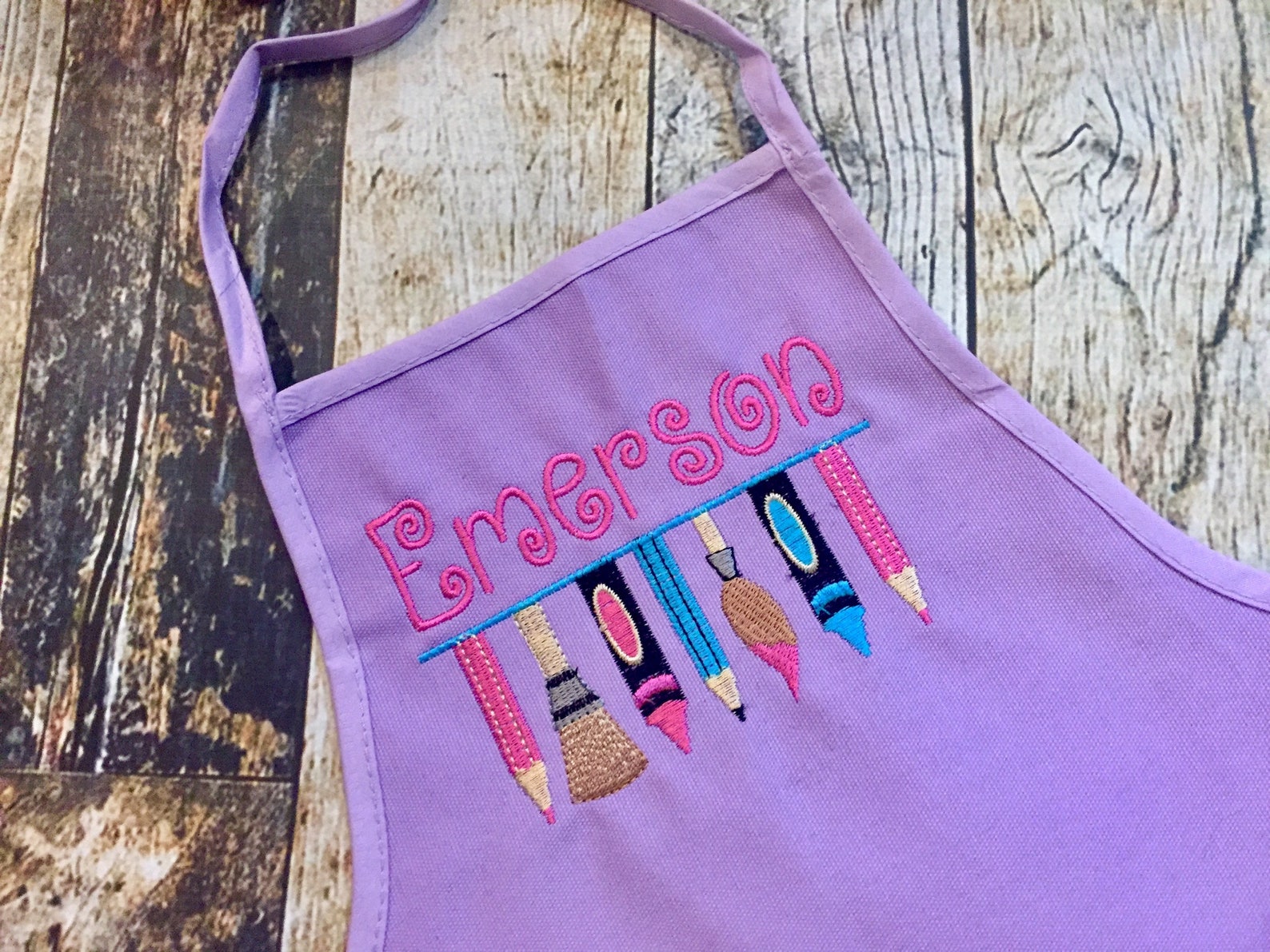 Artist Personalized Girl's Apron - Pink Child's Apron - Embroidered ...