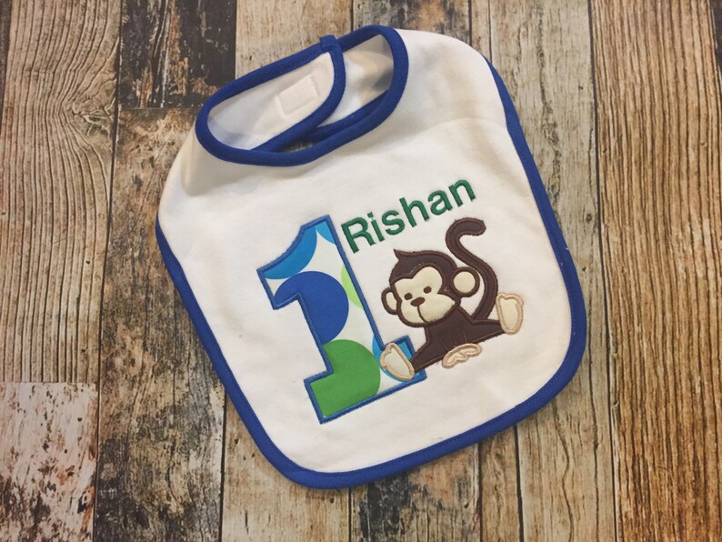 Monkey 1st Birthday Bib Personalized Boys - Etsy