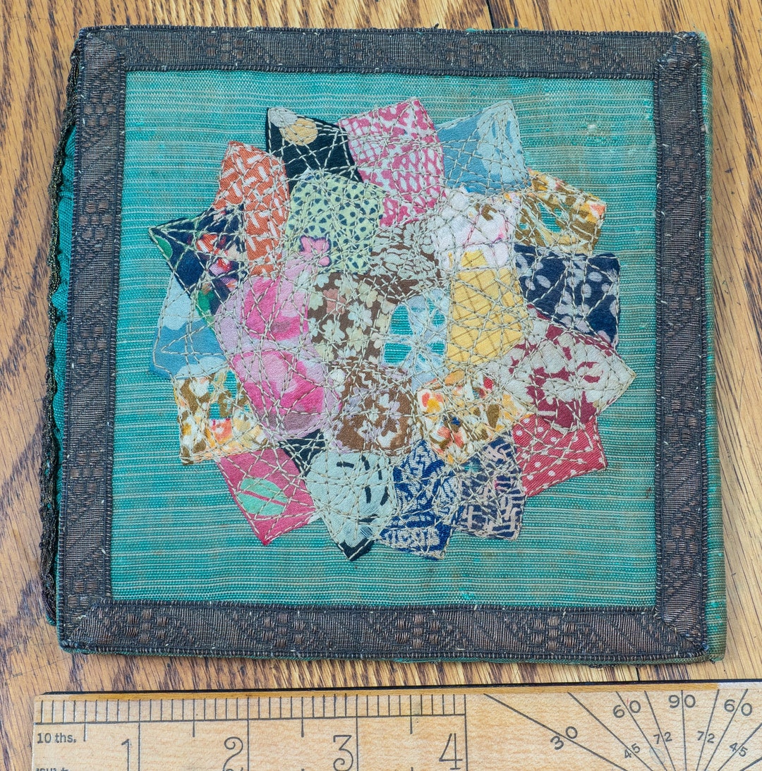 Patchwork Quilted Essential Sewing Kit Original Handmade 100 Years Ago ...