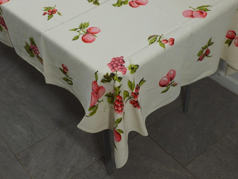 Grapes, Peaches Create Vintage Linen Tablecloth - Etsy