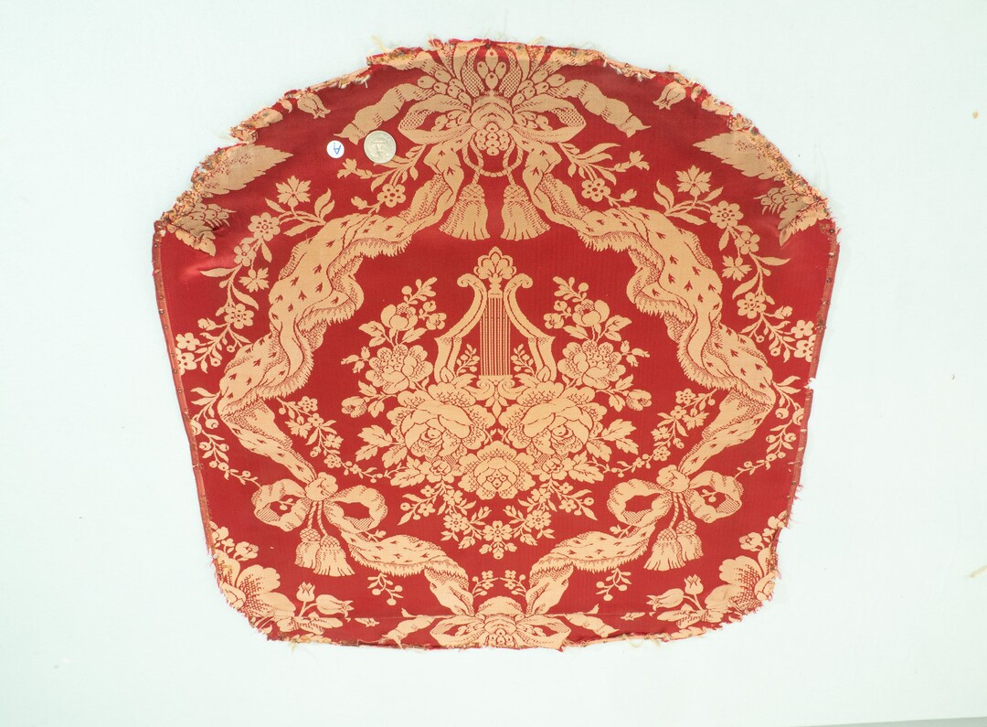 Cherry Red Antique Silk Damask Fabric From France A - Etsy