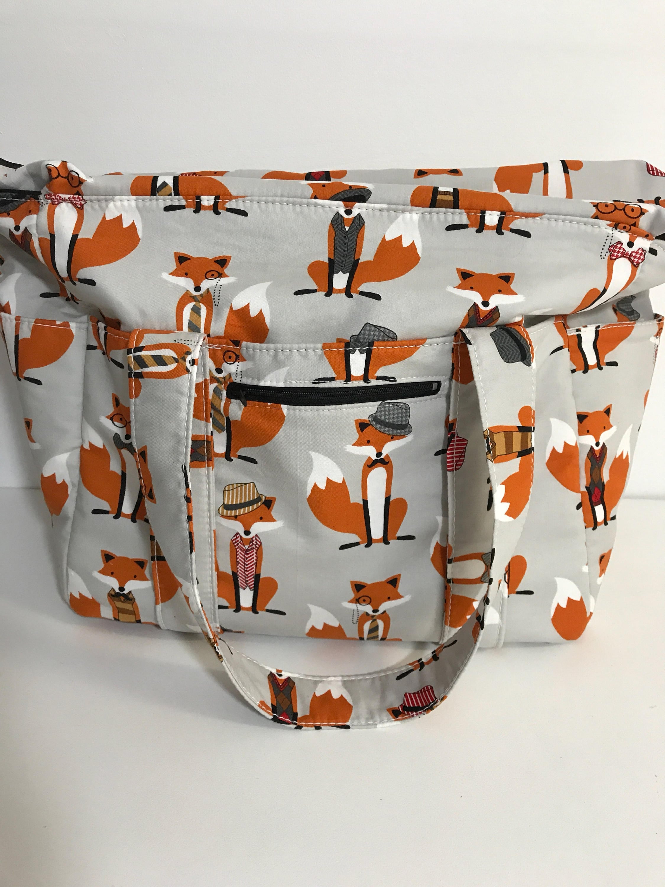 Fox and Houndstooth Nappy Bag with Zipper and Long | Etsy