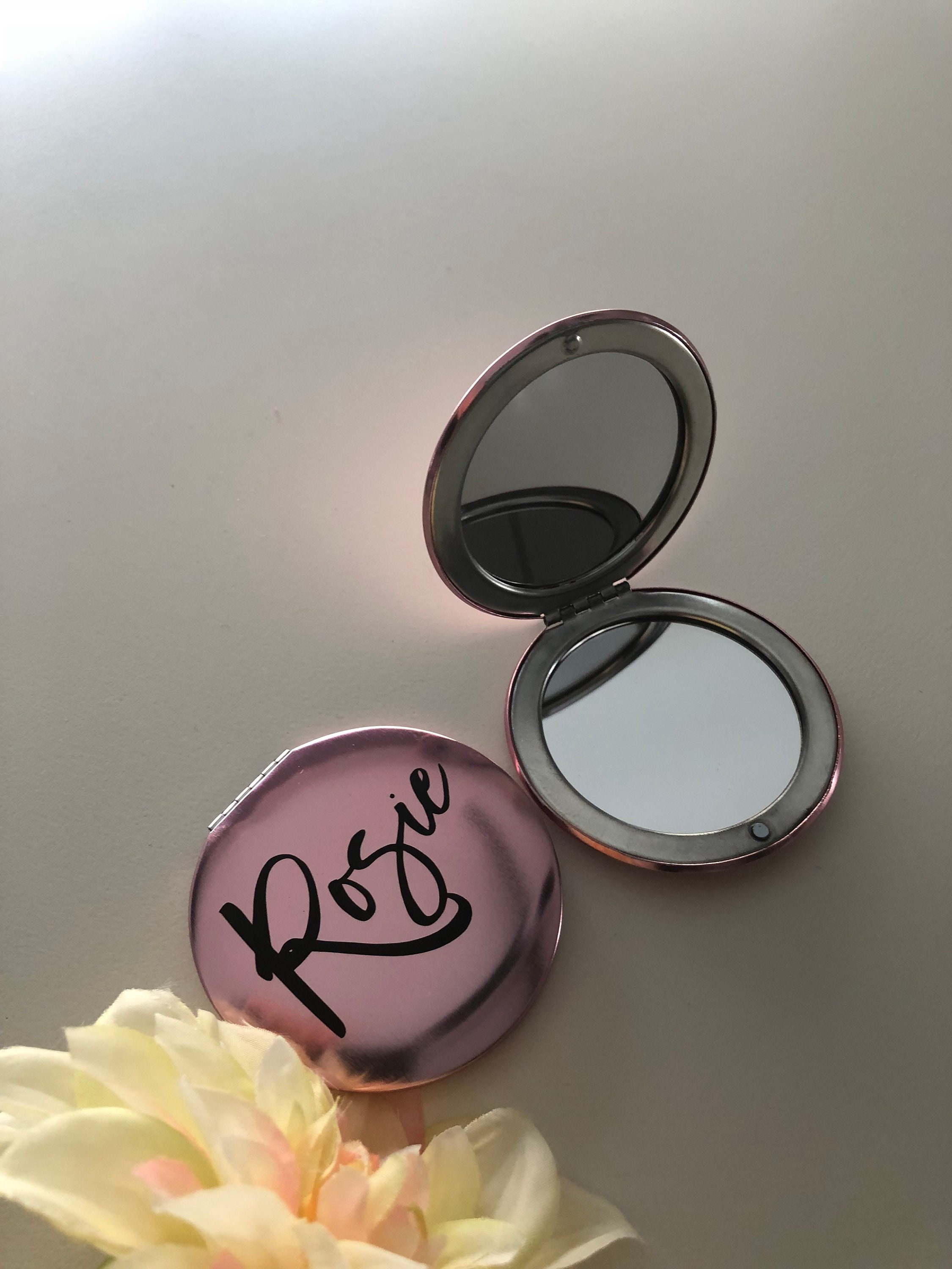 Compact Mirror Light Pink Personalised Mirror | Etsy