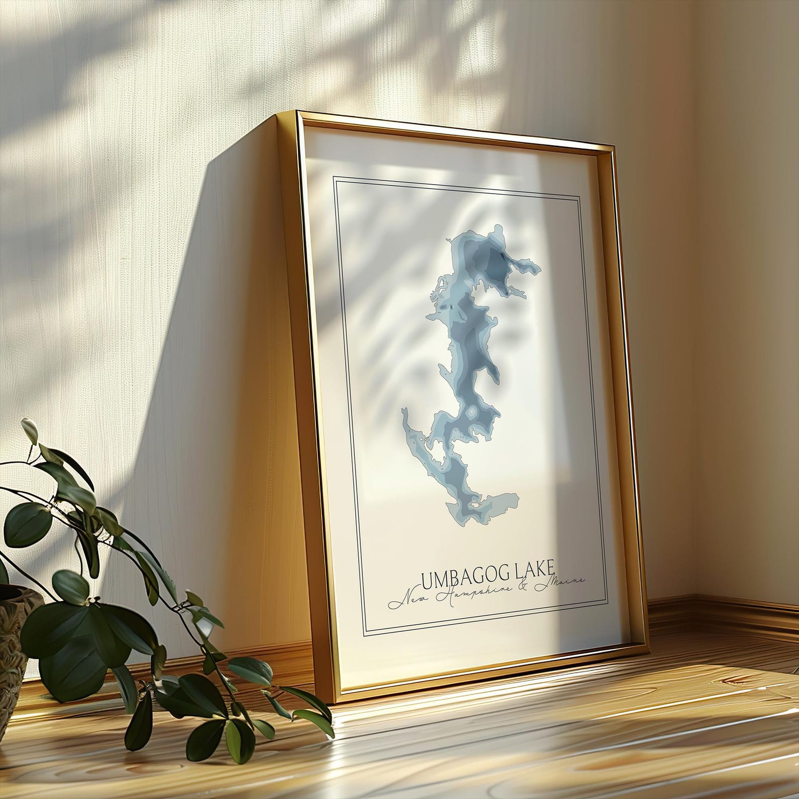 Umbagog Lake Printable Depth Contour Map - Bathymetry Art Map of ...