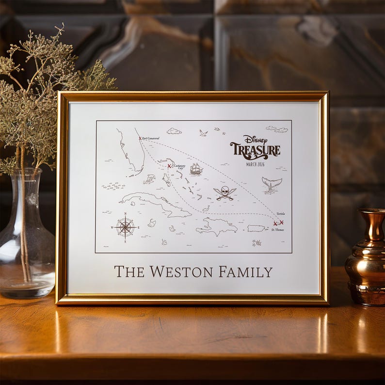 Disney Cruise Itinerary Map Printable W/ Family Name – Port Canaveral ...