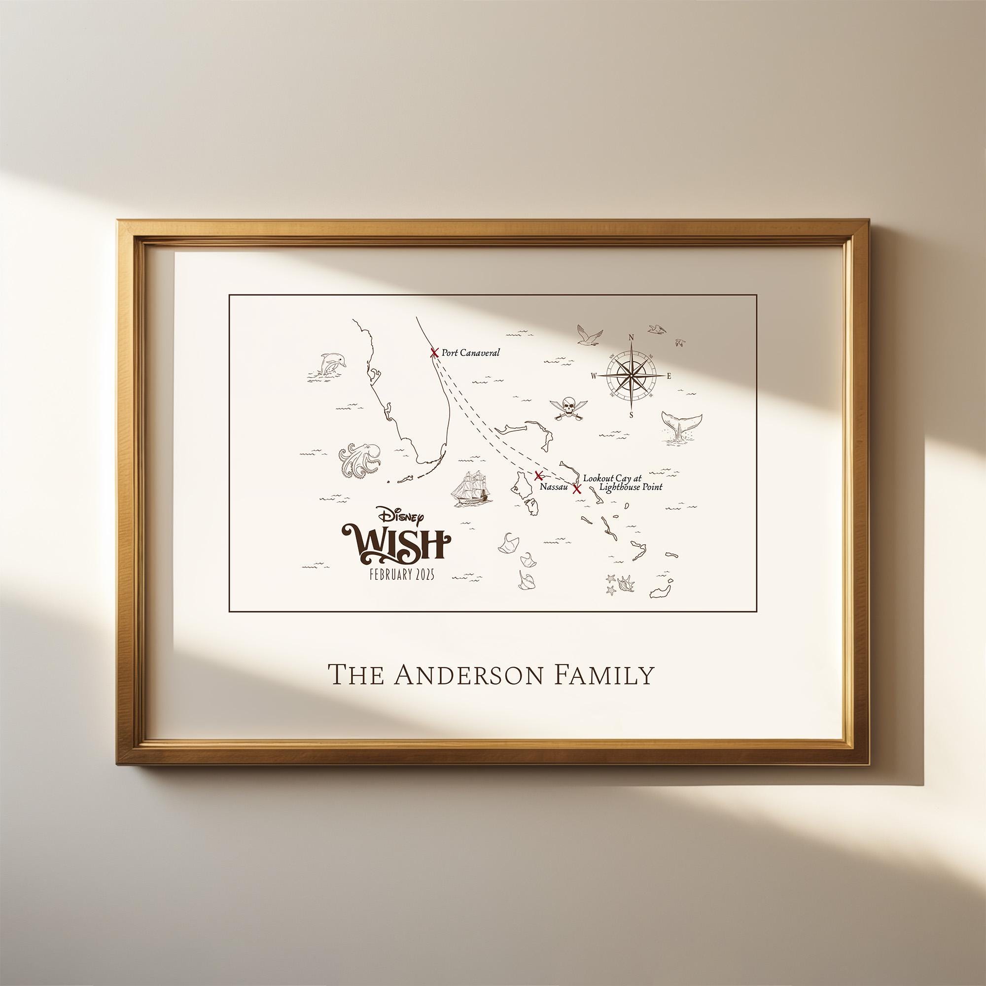 Disney Cruise Itinerary Map Printable W/ Family Name – Port Canaveral ...