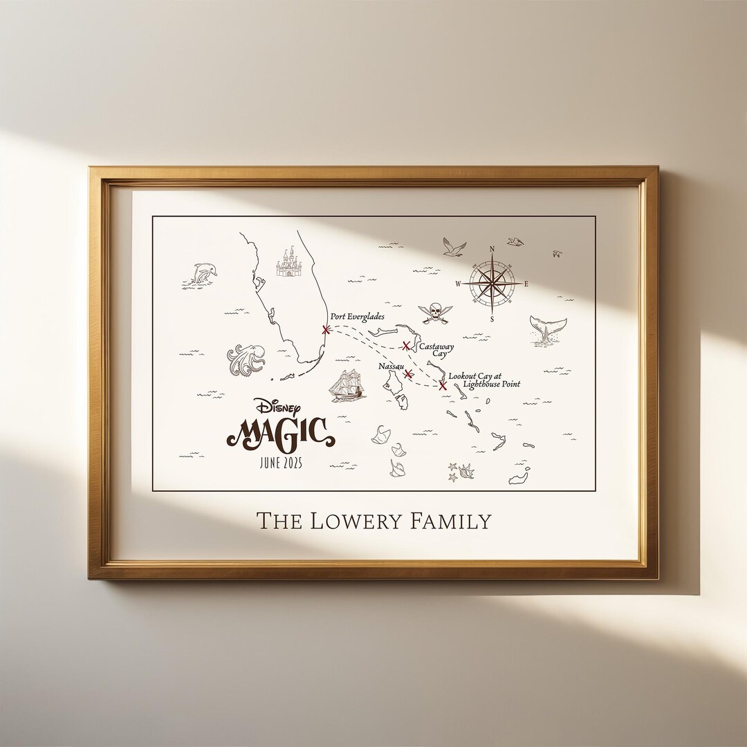 Disney Cruise Itinerary Map Printable W/ Family Name – Port Everglades ...