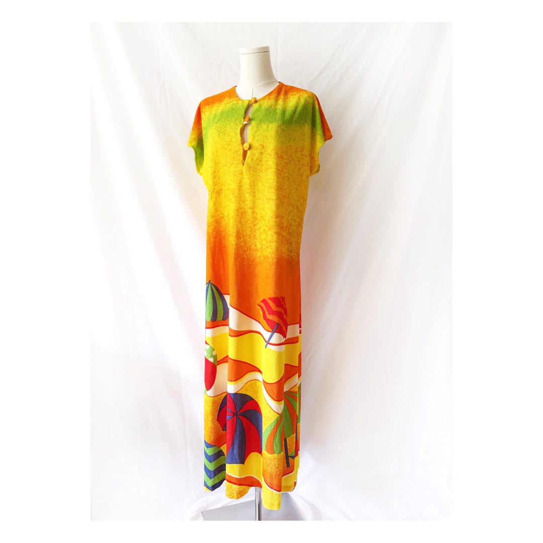Vntg 70s Beach Dress Swim Cover up Size Medium - Etsy