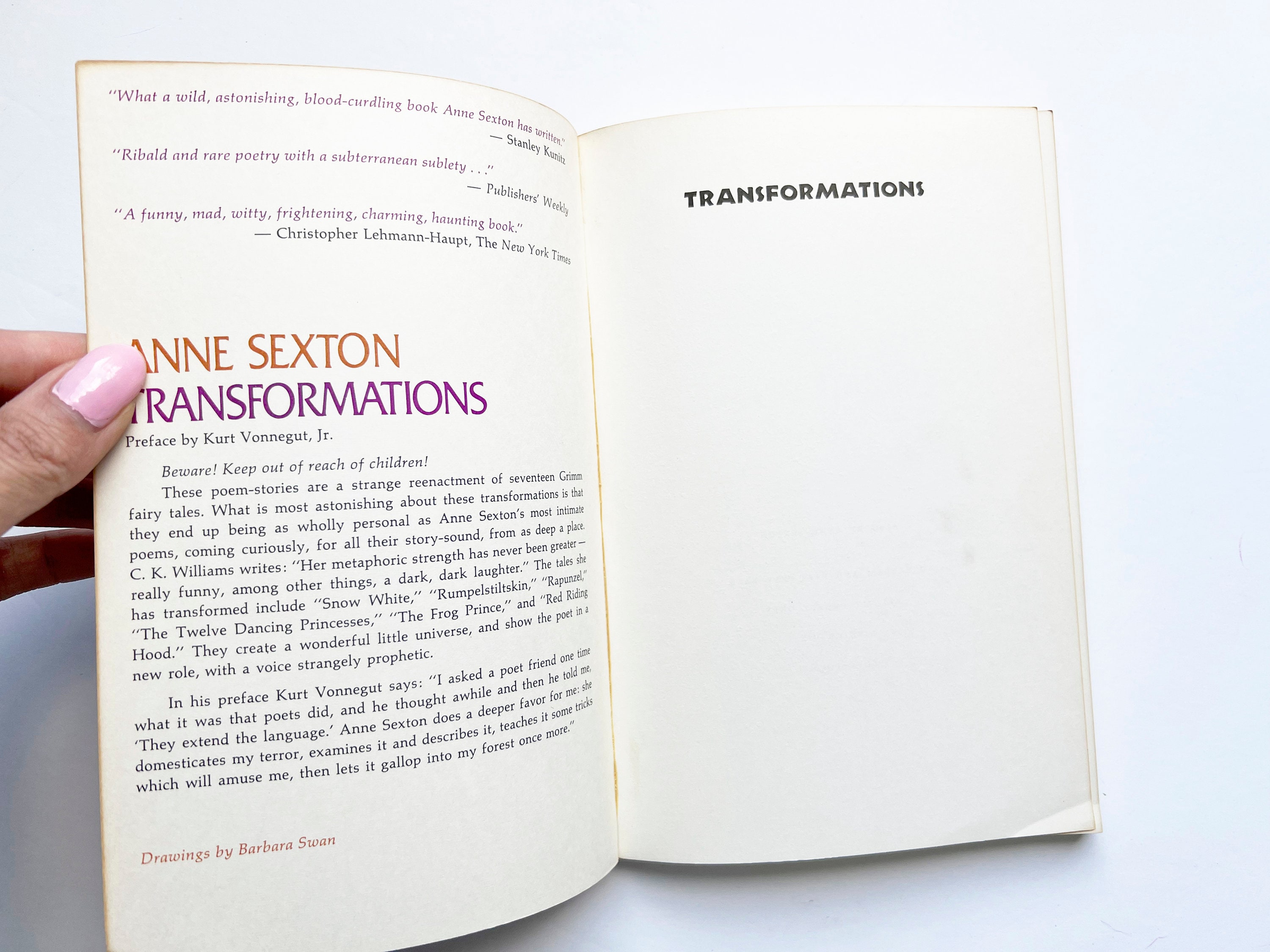 1971 Transformations by Anne Sexton With Preface by Kurt - Etsy