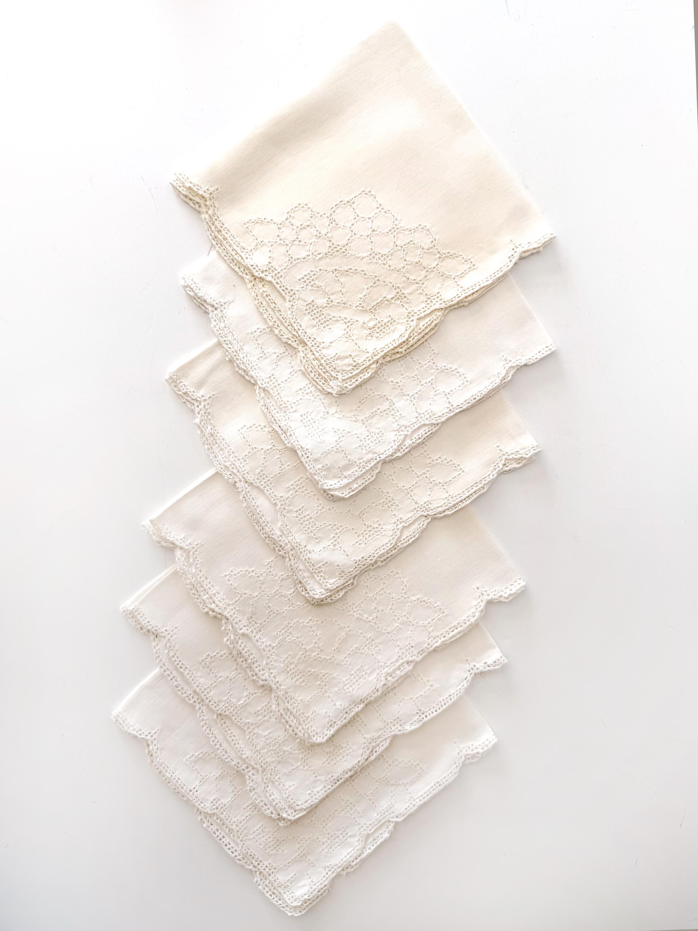 Vintage 1940s Linen Napkins / Floral Pointelle / Set of 6 - Etsy