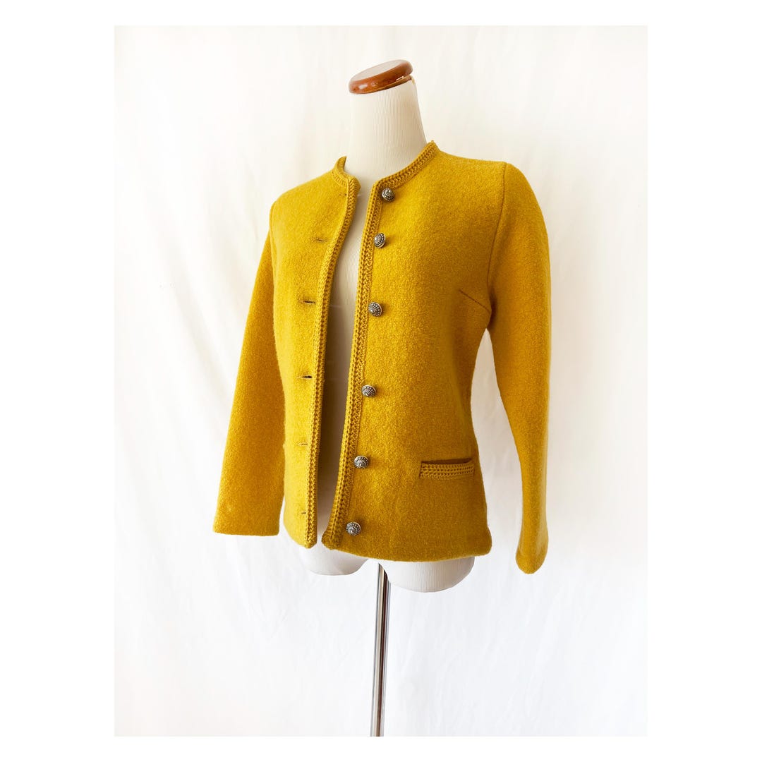 Geiger Yellow Boiled Wool Cardigan Jacket Small - Etsy
