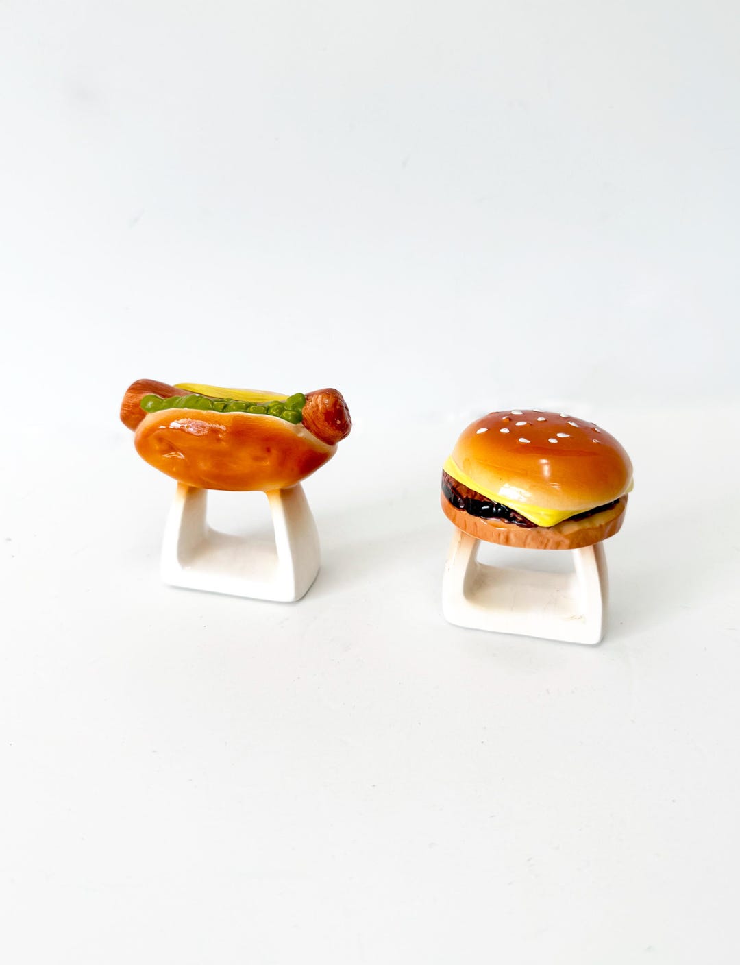 Hotdog and Cheeseburger Napkin Rings / Vintage Tablesetting Accessories ...