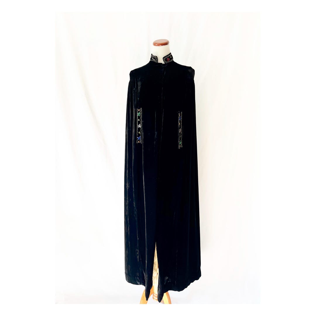 Jeweled Black Velvet Cape - Etsy