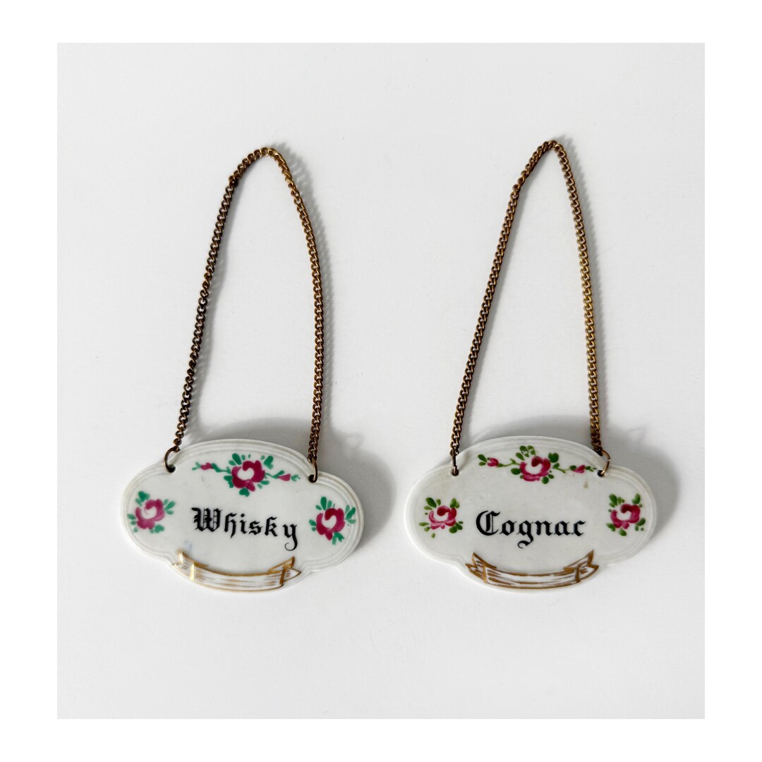 Vintage Porcelain Bar Tags Whiskey and Cognac - Etsy
