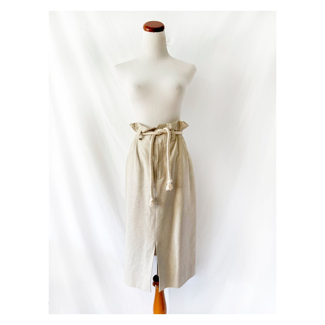 Norman Todd California Linen Skirt / Rope Belt / Size 2 - Etsy