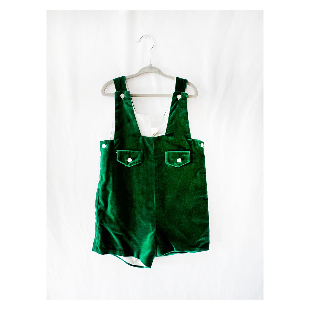 4t Vintage 60s Green Velvet Shortalls - Etsy