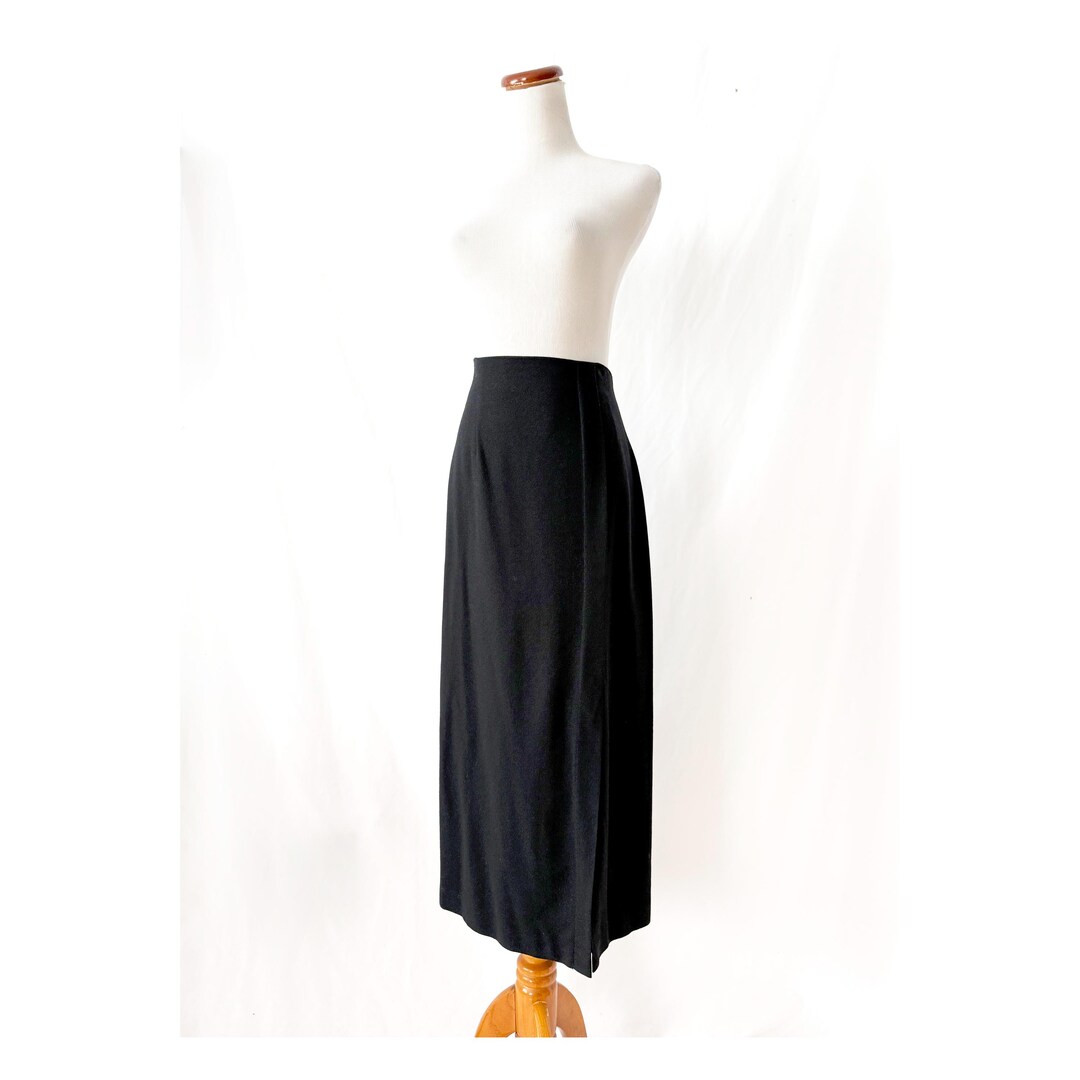 Vintage Norman Baxter Black Wool Pencil Skirt With Slit Size 6 - Etsy