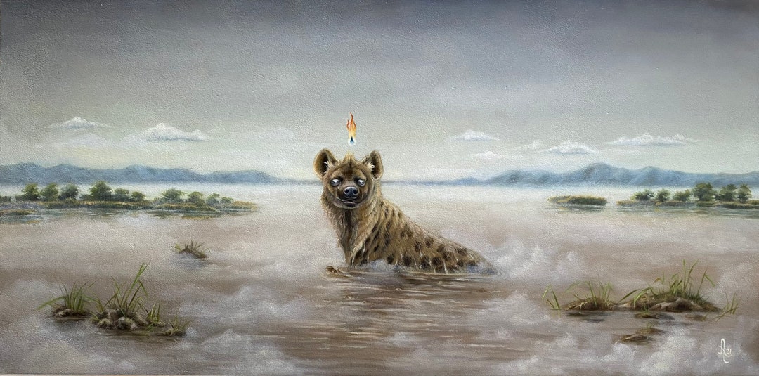 Hyena 12 X 24 Original Oil Painting - Etsy