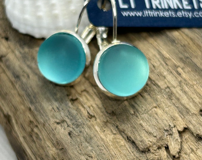 Seaglass Earrings - Lever Back Light Blue Sea Glass, Best Selling Items ...