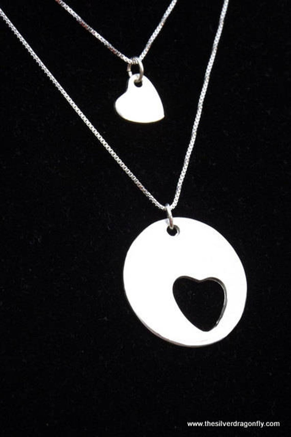 Auntie and Niece heart necklace set Aunt and niece hearts | Etsy