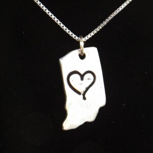 Indiana State Necklace, I Heart Indiana Necklace, Indiana Charm, Small ...
