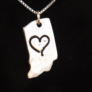 Indiana State Necklace, I Heart Indiana Necklace, Indiana Charm, Small ...