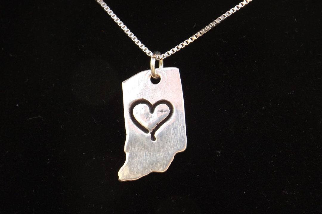 Indiana State Necklace, I Heart Indiana Necklace, Indiana Charm, Small ...