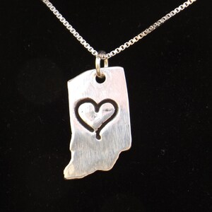 Indiana State Necklace, I Heart Indiana Necklace, Indiana Charm, Small ...