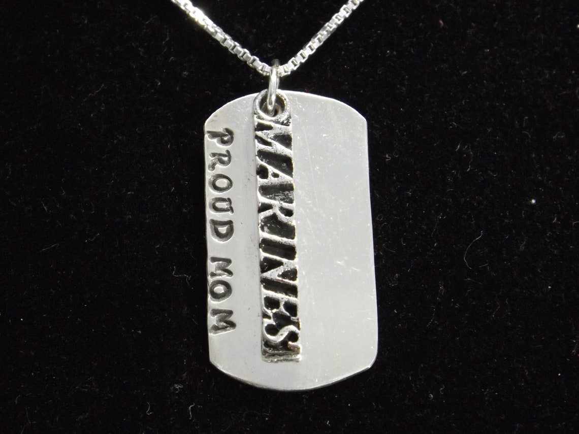 Proud Marines Mom Dog Tag necklace USMC Mom jewelry Proud | Etsy